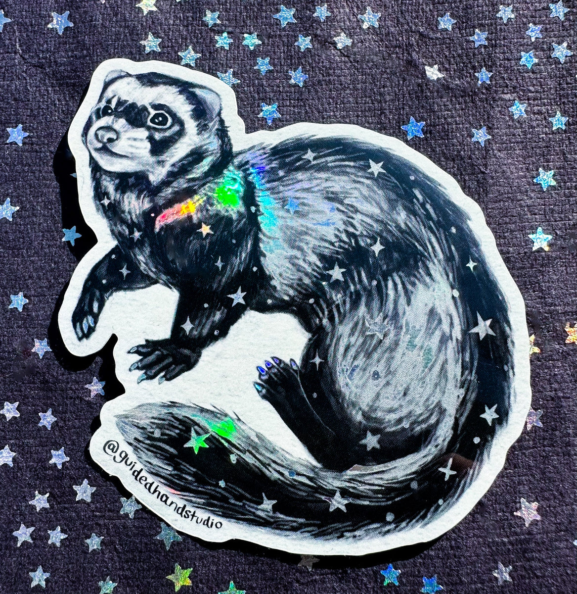 Guided Hand Studio - Holographic Ferret Sticker – Revelry Boutique Gallery