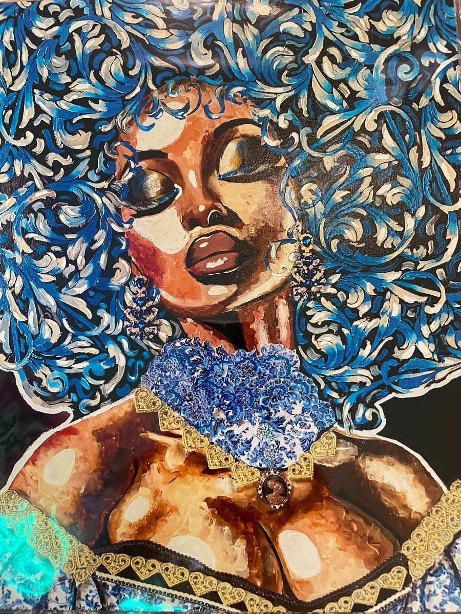 Sheila Fox - Royal Noir Blue Print – Revelry Boutique Gallery