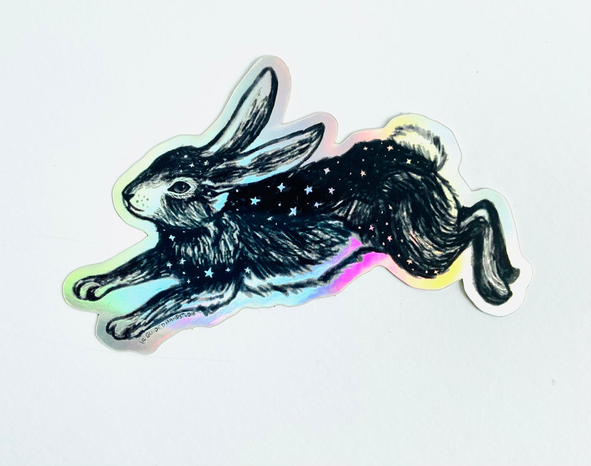 Guided Hand Studio- Holographic Hare Sticker – Revelry Boutique Gallery