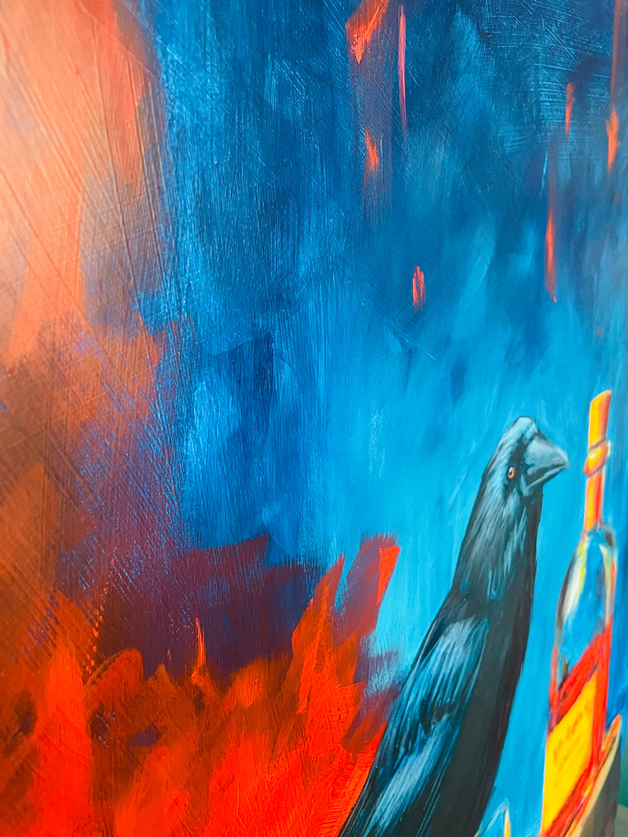 Justin Trevor Inkwell - Crow with Bourbon II – Revelry Boutique Gallery